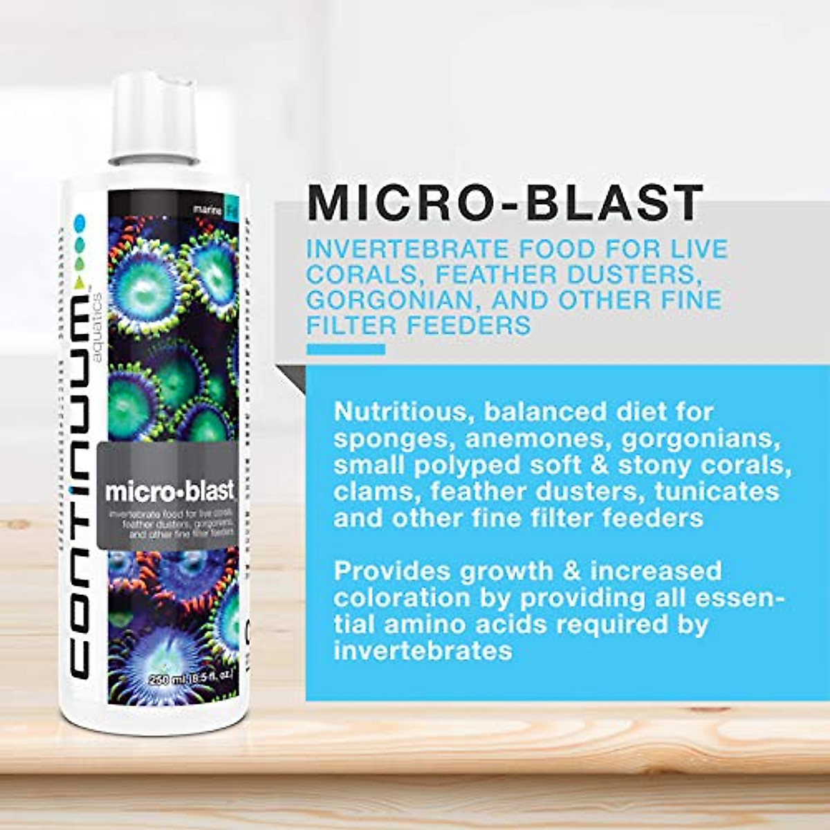 Continuum Aquatics Brightwell Aquatics Micro-Blast - invertebrate food for live corals, feather dusters, gorgonians, and other fine filter feeders, 500 ml