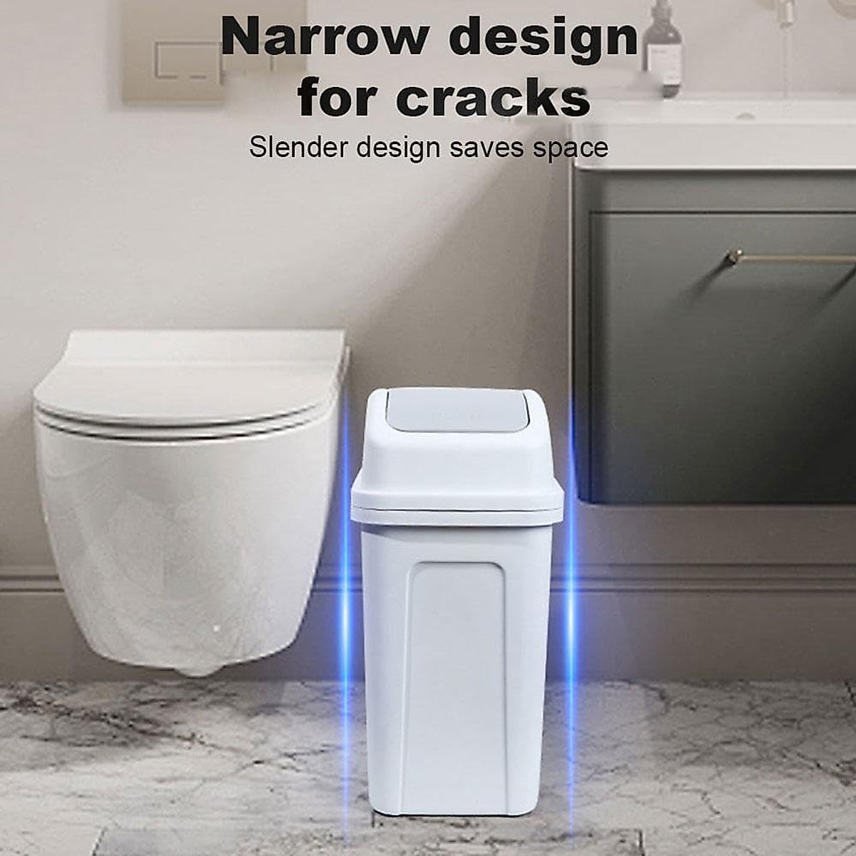 WAGA 13 Gallon Kitchen Trash Can,with Swing-top Lid, 360 ° Sliding Lid,Trash Can with Lid, Bathroom Trash Can,2024 Upgraded Plastic Swing Top Trash Can,Garbage Bin for Kitchen, Office, Toilets