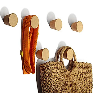 6 Pieces Wooden Coat Hooks Wall Mounted Single Cone Coat Hook Rustic Wall Coat Rack for Living Room Hanging Coats, Hats, Bags