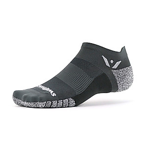 Swiftwick- FLITE XT ZERO Non-Slip Running Socks, Golf Socks, Ultimate Stability (Gray, Large)