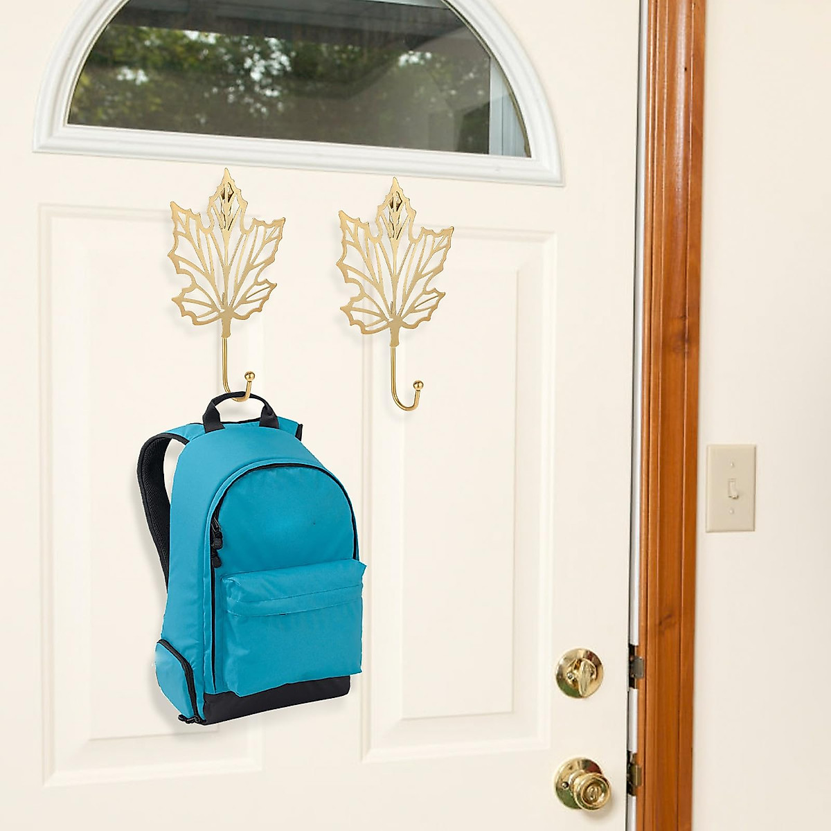 PRETYZOOM Hollow-Out Leaf Wall Hooks, Decorative Iron Hooks Wall Mounted Metal Coat Hooks for Coat Hats Towels, Single Prong Wall Mount Hangers for Closet, Bathroom