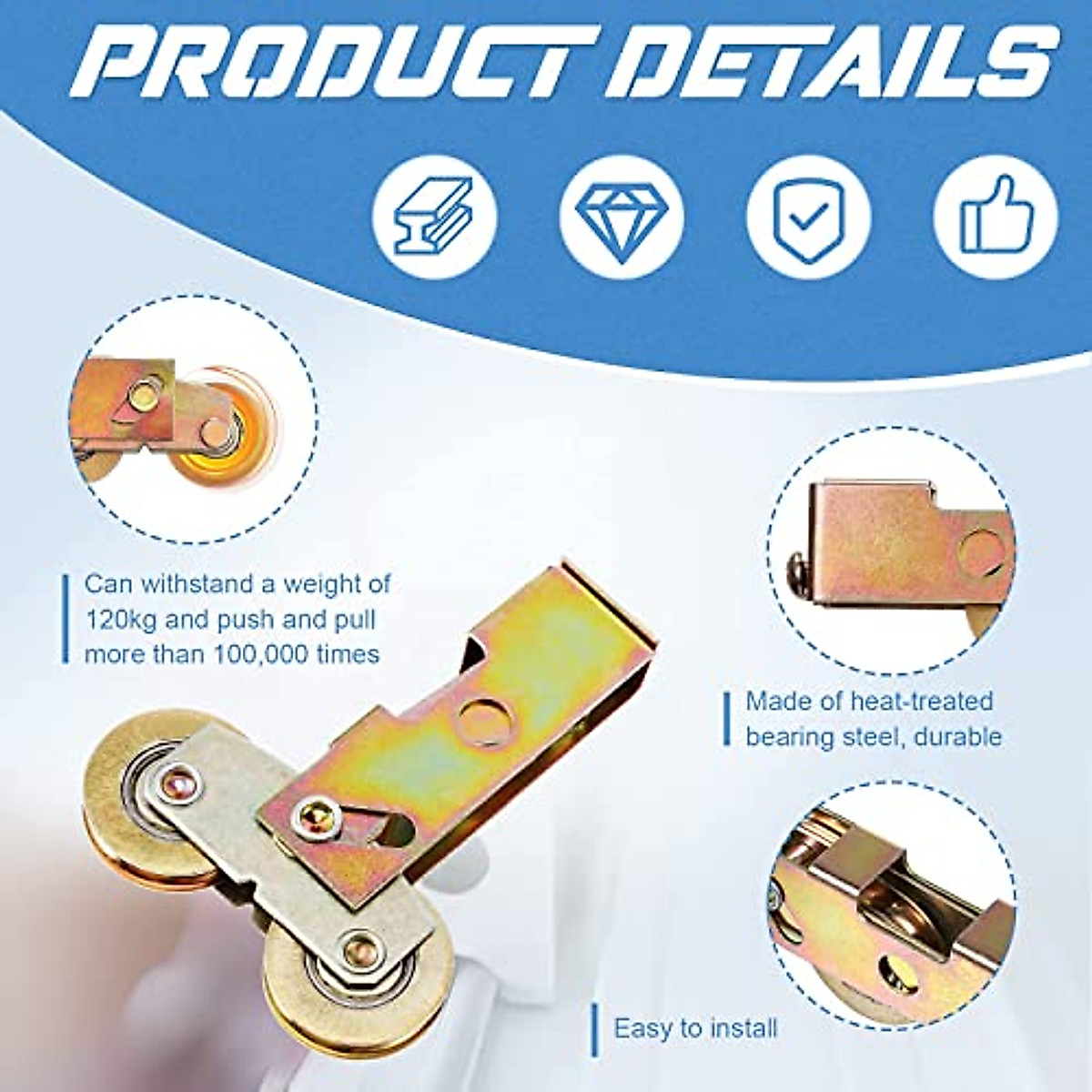 Sliding Patio Door Rollers 1-1/4 Inch Sliding Door Tandem Roller Assembly Sliding Glass Door Rollers Replacement Sliding Door Wheel Replacement, for Sliding Glass Door Screen Door Gate Window (2 Pack)