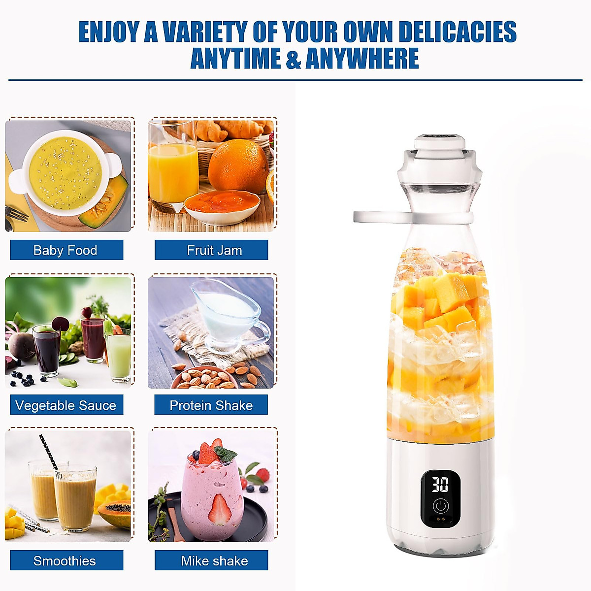 Portable Blender for Shakes and Smoothies, 300W Powerful Blender Smoothie Maker, 3X More Power than Mini Travel Blender, Strong Enough to Crush Ice, Fruits|OUSMIN Blender BravoS(4th Gen-Basic Version)