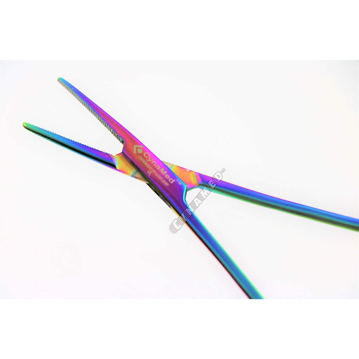 SET OF 2 HEMOSTAT FORCEPS 5" CURVED & STRAIGHT SERRATED PREMIUM GERMAN STAINLESS VETERINARY INSTRUMENT (CYNAMED)