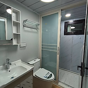 Portable Prefabricated Tiny Home 19x20ft, Mobile Expandable Plastic Prefab House for Hotel, Booth, Office, Guard House, Shop, Villa, Warehouse, Workshop (with Restroom)