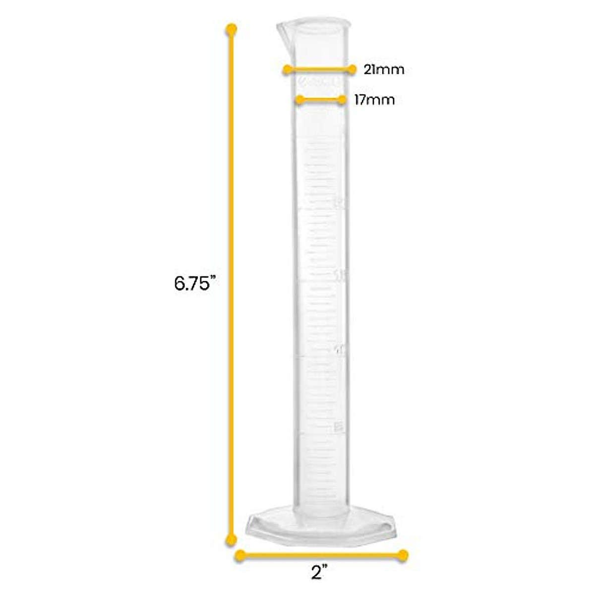 EISCO Graduated Cylinder, 25ml - Class B Tolerance - Octagonal Base - Polypropylene Plastic - Industrial Quality, Autoclavable