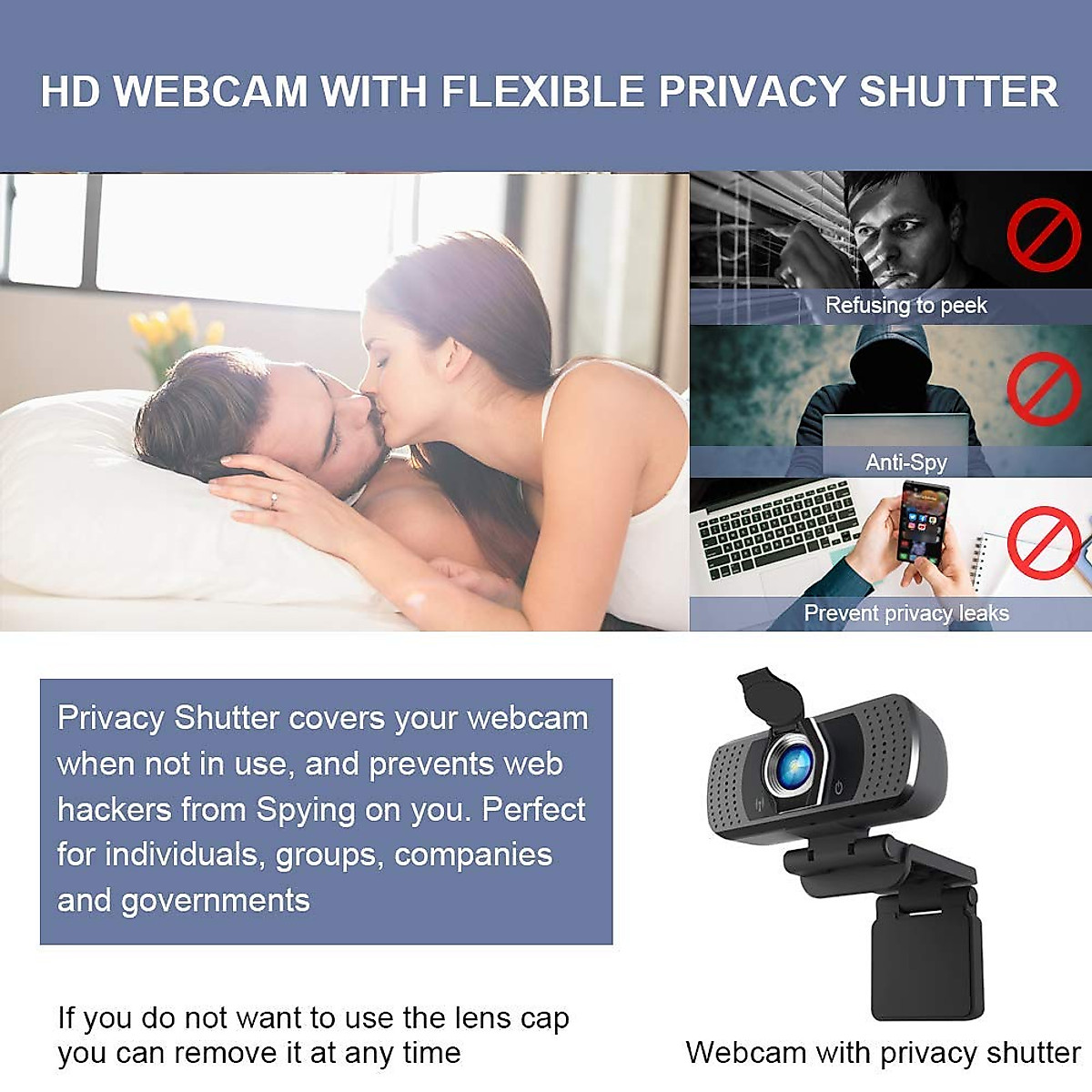 Electype HD Webcam with Microphone,1080P HD Webcam with Privacy Cover and Tripod, Auto Focus Plug and Play USB Computer Camera for Laptop/PC/Mac, Online Studying,Video Calling and Conferencing