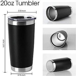 HASLE OUTFITTERS 20oz Tumblers Stainless Steel Mugs with Lid Double Wall Vacuum Insulated Coffee Cups for Cold & Hot Drinks (20oz-Black, 12 Pack)