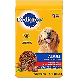 Pedigree Complete Nutrition Adult Dry Dog Food Grilled Steak & Vegetable Flavor Dog Kibble, 16 lb. Bag