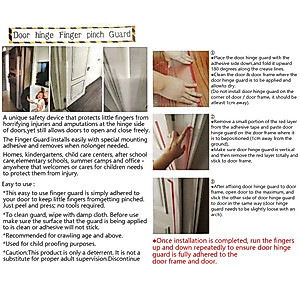 Happlife Finger Pinch Door Guard - Door Protector for Kids - Baby Finger Pinch Guard Door Stopper - Shield for 90 & Probably 180 Degree Doors (Set) - Guard for Door Finger Child Safety.