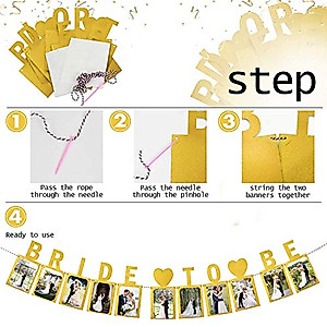 LINGPAR Bride to Be Photo Banner Gold Foiled for Wedding Sign Bridal Shower Banner Hen Night Decoration (Gold)