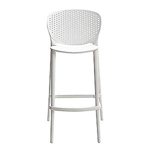 Amazon Basics High Back Indoor Molded Plastic Barstool with Footrest, Set of 2 - White