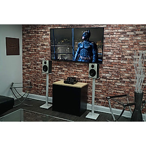 Rockville Pair 37" Steel Bookshelf Speaker/Studio Monitor Stands-White (RS37W V2)
