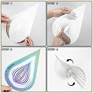 Tsocent Wind Spinners, 2 Pack 12in 3D Stainless Steel Outdoor Hanging Wind Spinner with 2X Water Drop Pendant and 3X 360° Rotating Hook, Reflective Decor for Outside Yard and Garden (2 Pack)