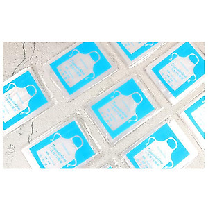 Bluelark Disposable Aprons (50 Count) Waterproof Plastic Apron For Painting, Cooking, Housework, and Picnics - Individually Packaged