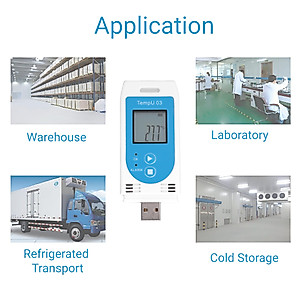 USB Temperature and Humidity, Data Loggers Recorders Data Acquisition Recorder, Temperature Humidity Data Logger PDF CVS Report with LCD Display 32000 Points for Warehouse, Logistics Transportation, C