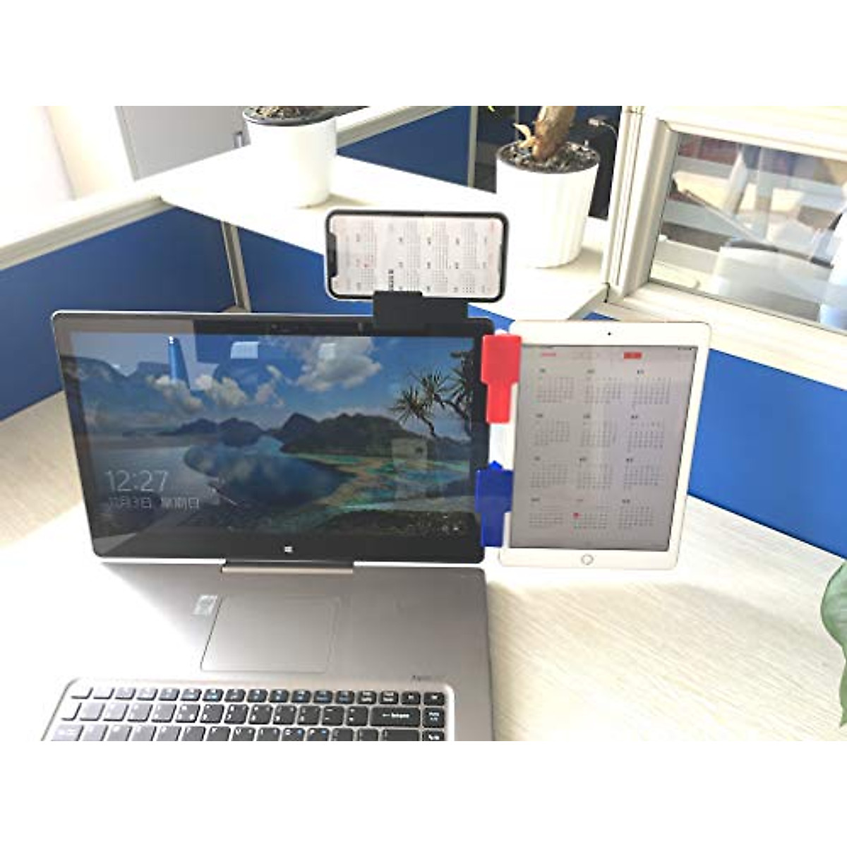 xcivi Phone Tablet to Laptop Clip/ Connect Laptop Clip/ Laptop Side Mount /Duo Screens Mount for Laptop and Monitor (Black - 2pack)