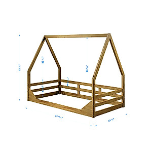 P'Kolino Casita Twin Floor Bed - Montessori Inspired Floor Bed - Solid FSC Certified Wood Bed for Kids - Natural Wood