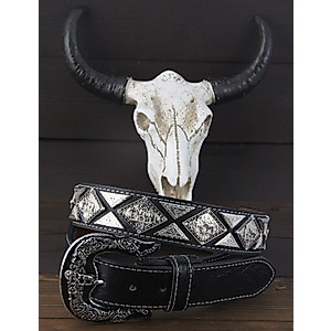 URAMAN Mens Western Belt Cowboy Country Concho Leather Belt for Jeans Pants Rodeo