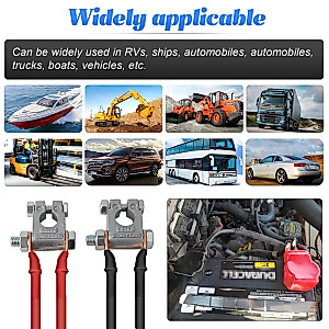 BESULEN Car Battery Terminal Kit, Heavy Duty Battery Cable Ends with Plastic Cover, 4 Pcs 3/8" Wire Lugs and Heat Shrink Tube, Negative and Positive, Compatible With Cars, Vans, Trucks and More