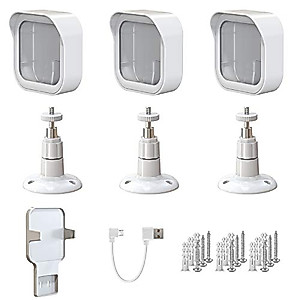 PEF All-New Blink Outdoor Camera Mount, Weatherproof Protective Cover and 360 Degree Adjustable Mount with Blink Sync Module 2 Outlet Mount for Indoor Security Camera System (White, 3 Pack)
