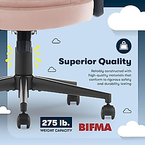 Serta® Comfort Ergo Executive Office Chair, Ergonomic Mid-Back with Extra Lumber Support, Padded Armrests, Adjustable Height and Tilt-Lock Side Lever, Swivel Base, Pink Velvet Fabric