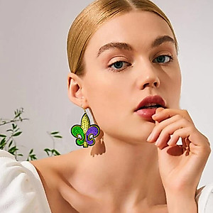 Mardi Gras Earrings for Women Mardi Gras Mask Letter Earrings Mardi Gras Theme Earrings Fleur De Lis Dangle Earrings Mardi Gras Accessories