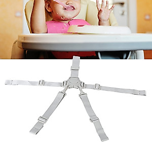 Universal High Chair Straps, Easy to Use Safety and Comfort Material 5 Point Baby Safety Strap Belt Sturdy Lightweight for Stroller for Pushchair(Gray Button 5-Point Strap)