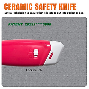 XW Ceramic Safety Box Cutter, Handy Pocket Knife, Mini Magnetic Carton and Package Opener with Safety Lock, 4-pack