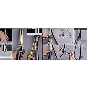 GICASA Kitchen Faucet, Oil Rubbed Bronze Faucet, Industrial Farmhouse Spring Kitchen Faucet Pull Down Kitchen Sink Faucet with Pull Out Sprayer