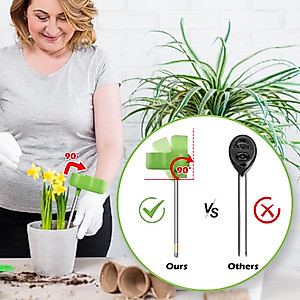 Soil Moisture Meter 4-in-1 Soil Ph Meter Water Monitor Soil Moisture/Light/Nutrients/pH Meter for Gardening Lawn Farming Indoor & Outdoor Promote Plants Healthy Growth No Batteries Required (Green)