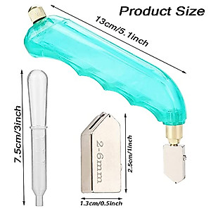 6PCS Pistol Oil Glass Cutter Oil Feed Glass Cutter with Extra 2-6mm Replaceable Head and Oil Reservoir Stained Glass Cutting Tools for Mirrors Window Glass Panes Ceramic Tile, Blue and White