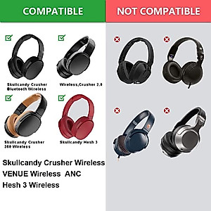 for Skullcandy Hesh 3 Ear Pads BUTIAO Replacement Protein Leather Memory Foam Earpads Ear Cushion Repair Parts Compatible with Skullcandy Crusher Hesh 3 3.0 Hesh3 Venue Wireless ANC Headphones - Black