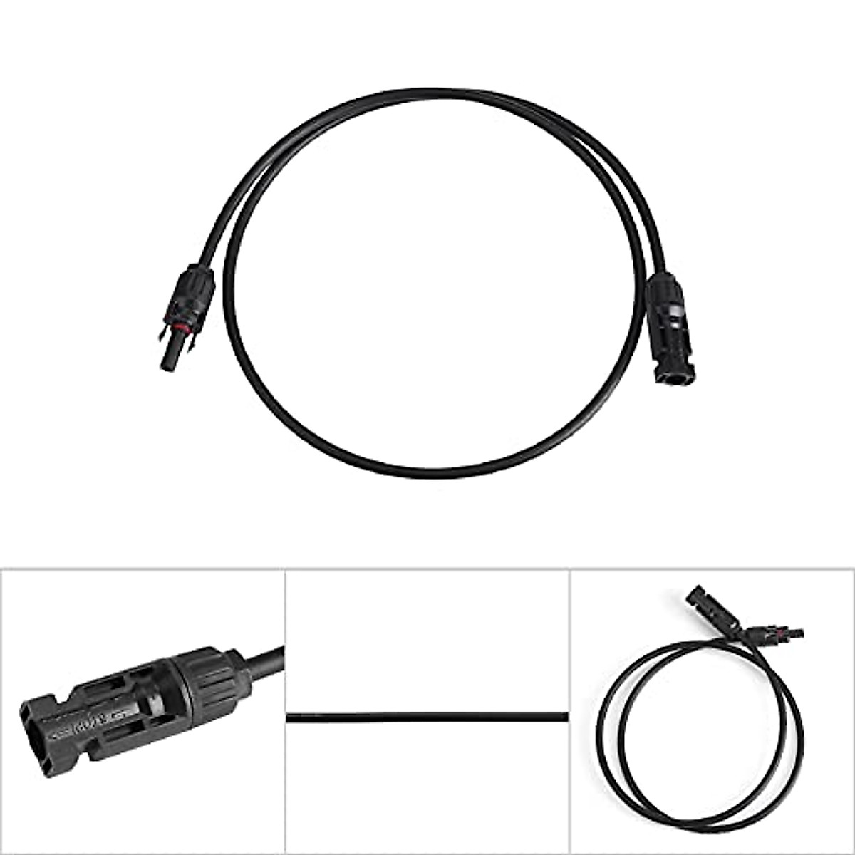 Solar Panel Extension Cable,Solar Panel Connector PV Wire with Male Female Connectors Adapter, Solar Panel Wire Adapter, Solar Extension Cable for Home, Shop and RV Solar Panels (3M-black4MM), So