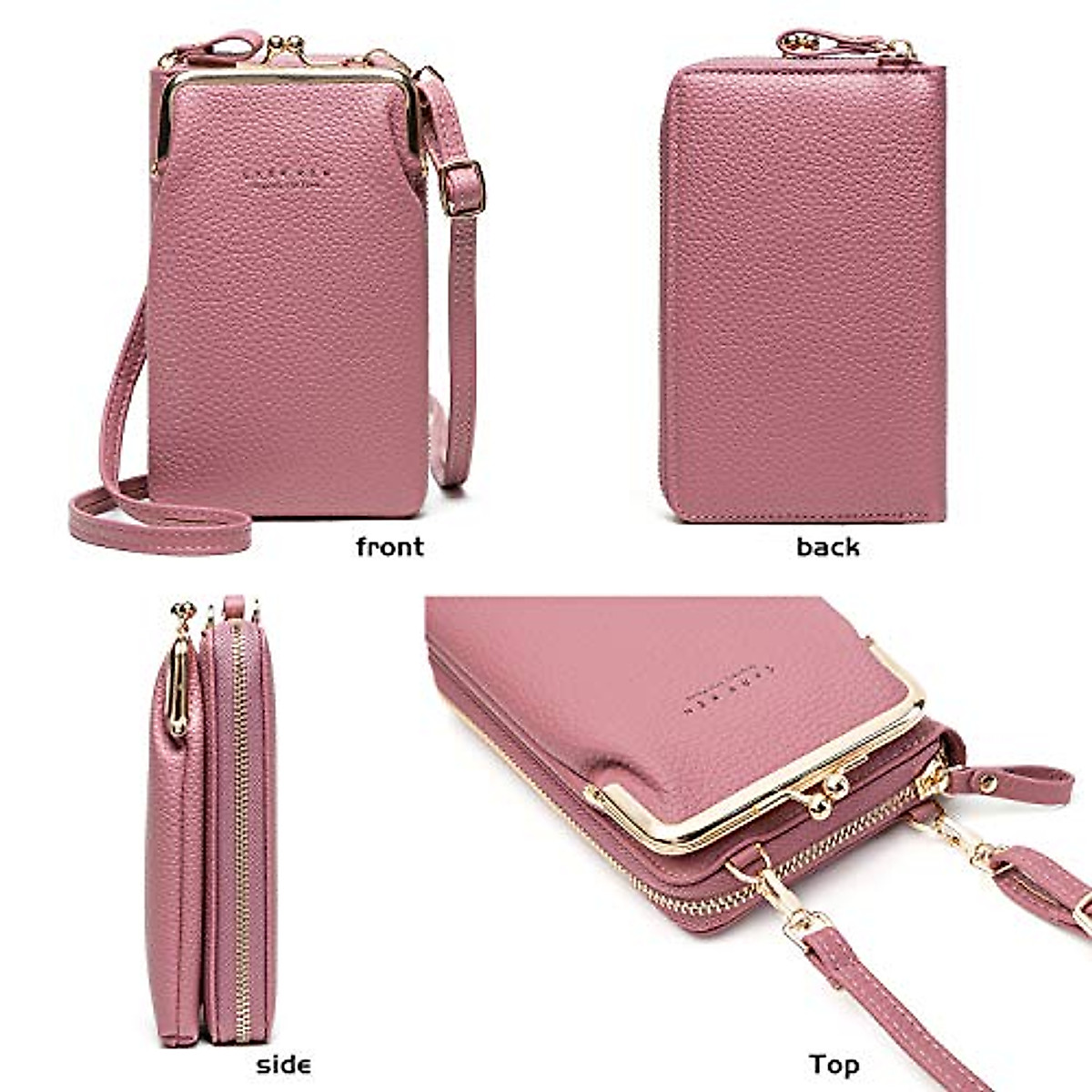 KINOUCHI Small Crossbody Bags Phone Purse for Women, PU Leather Shoulder Bag - Removable and Disassemble Shoulder Strap with Card Slot