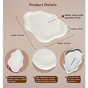 Ceramic Jewelry Dish for Women, Jewelry Tray Trinket Dish, Cloud Tray Jewelry Plate, Watch Keys Tray Ring Dish Holder for Mother's Day/Christmas/Thanksgiving/Birthday Gift, Spotted White