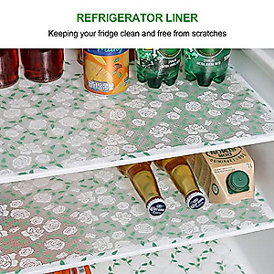INNOLITES Drawer and Shelf Liner, Non Adhesive Waterproof Kitchen Cabinet Liner, Non Slip EVA Shelf Liner for Kitchen Cabinet, Drawers, Shelves, Pantry, Dresser, 17.5" × 196.8" White