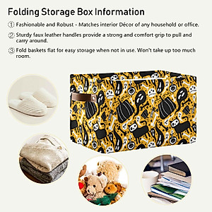 Emelivor Halloween Ghost Yellowe Storage Basket Bins Foldable Laundry Hamper Toy Storage Bins Box Organizer for Home Boys Girls Office Closet Shelf Nursery Baskets,1 pcs