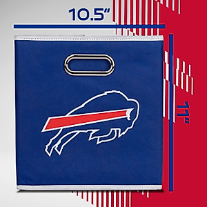 Franklin Sports Buffalo Bills NFL Storage Bin - Collapsible Cube Container + Storage Basket - NFL Office, Bedroom + Living Room Décor - 11"x11"