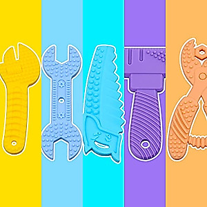 5PCS Baby Teething Toys, Silicone Sensory Teether Toys for Babies, Infant Toys 0-6 Baby Shower Gifts for 3 9 12 18 Month 1 One Year Old Girls Boys, Newborn Kids Toddler Chew Toy, Travel Toys, BPA Free