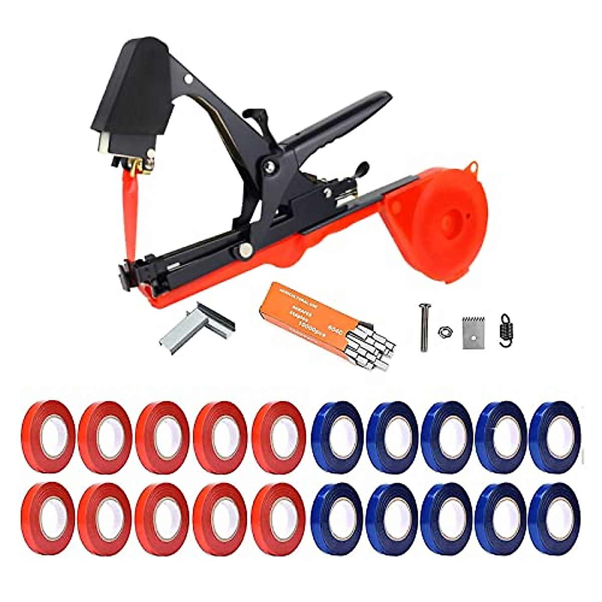 Plant Tying Machine,Plant Vine Tying Machine Tool with 10000pcs Staples 20 Rolls Tape Plant Tape Gun for Grapes,Raspberries,Tomatoes,and Vining Vegetables Tying Tool （Black）