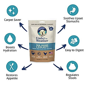 Under the Weather Bland Diet for Dogs | Easy to Digest for Sick Dogs |Always Be Ready| Contains Electrolytes - All Natural Freeze Dried 100% Human Grade Meats| 1 Pack- Chicken, Rice & Bone Broth - 6oz
