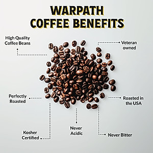 Warpath Coffee Medium Roast Ground Coffee, Breakfast Blend, High Caffeine, Extra Strong Roasted 100% Arabica Coffee Ground Beans, Rich Aroma, Full Bodied Intense Cup, Created by Navy SEALs, 12oz