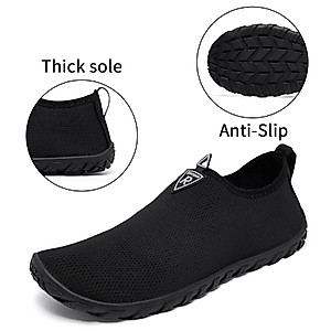 Racqua Men&Women Aqua Socks for Hiking Surf Diving Sport Quick-Dry Water Shoes Breathable Pool Beach Swim Shoes Black 14W/13M