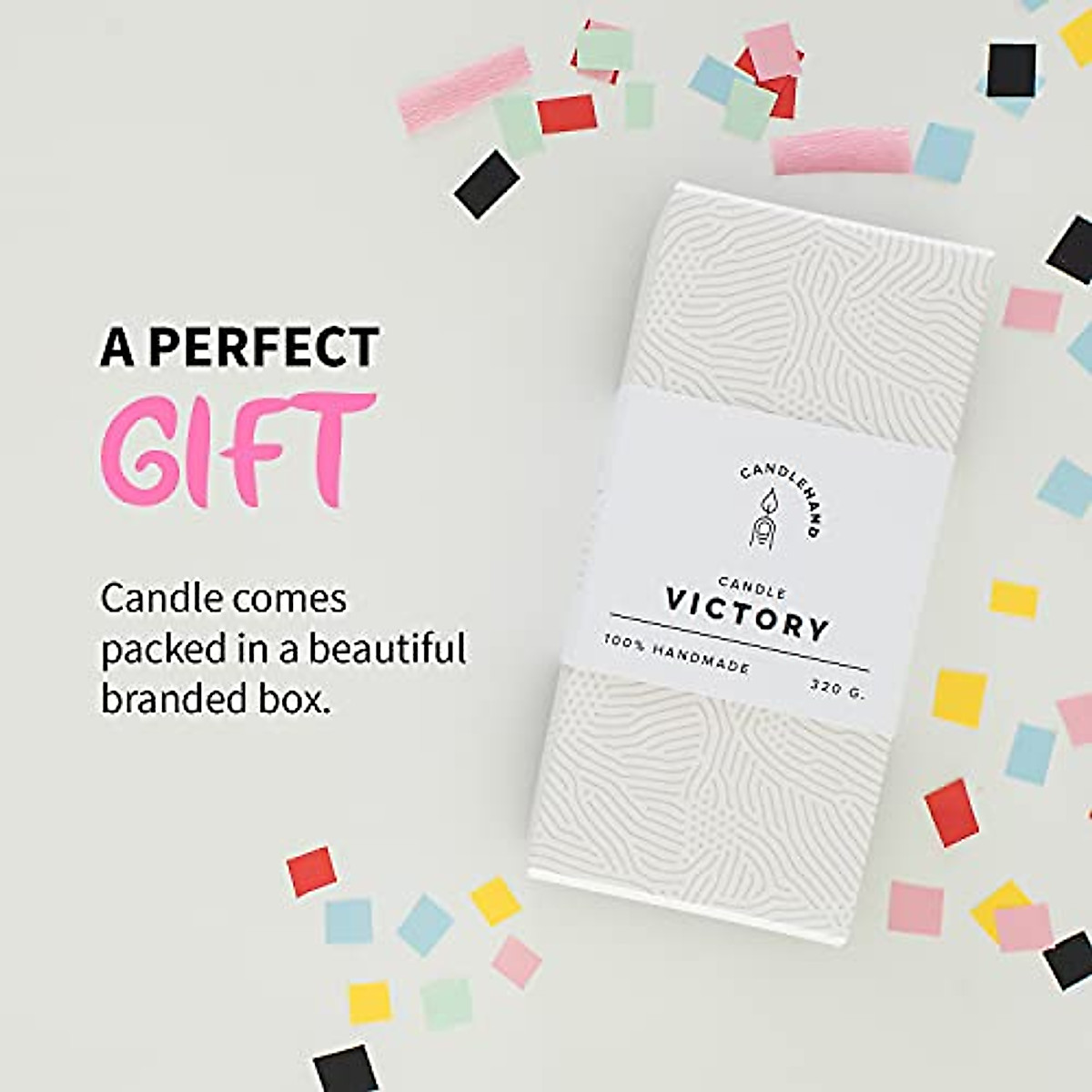 CandleHand Hand Gesture Candle Peace Sign - Big Real Hand Size 6.7 x 4.3 x 2.4 inches - Handmade Winner Statue - Birthday, Office, Housewarming Gift (Pink)