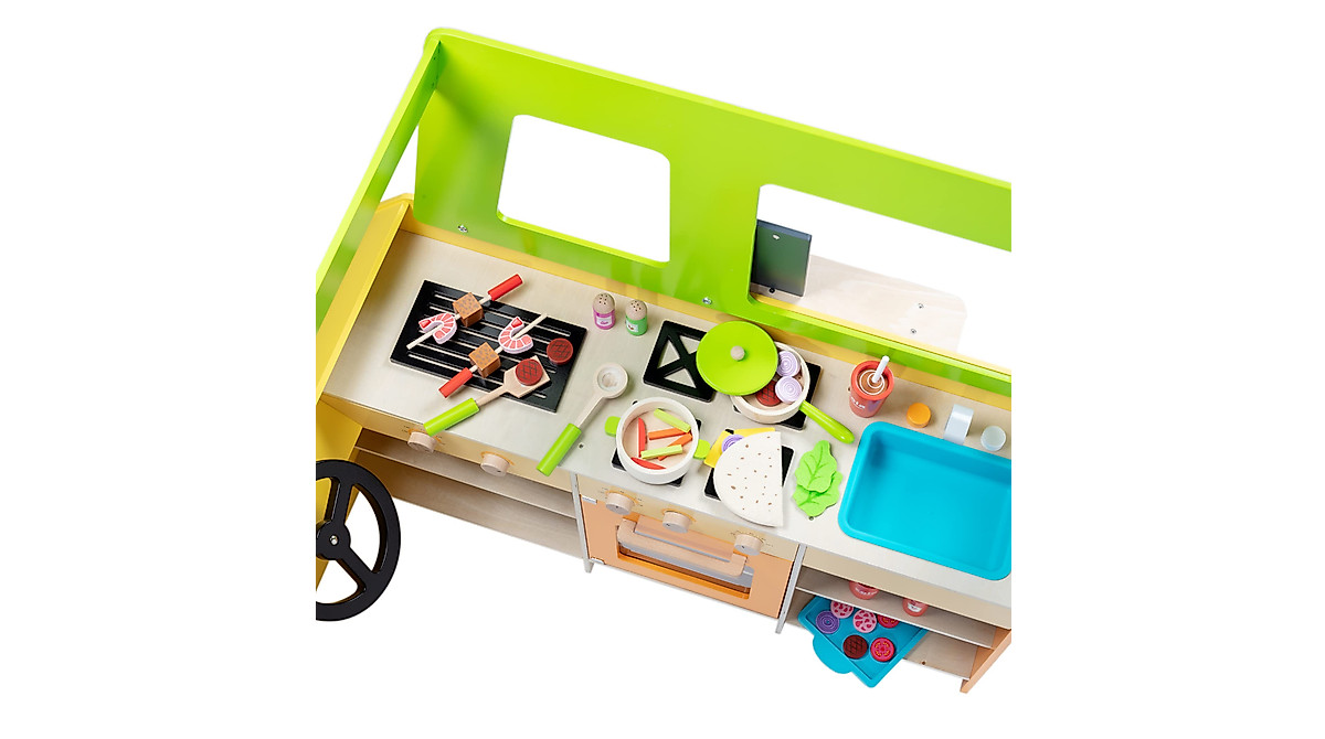 Taco Truck Wooden Playset - 30 Fun Toy Pieces