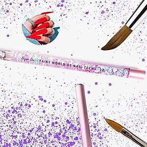 Dyra Luxe Acrylic Brush – Acrylic Brushes For Nails | Uñas Acrilicas | Acrylic Nail Supplies | Pincel Para Acrilico Kolinsky | Fancy Nail Brushes For Nail Art 1 PCS Round Tip Size 12 | Aqua Glitter Pastel Color Manicure Brush