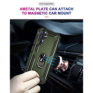 YAUPON a14 5g case Military Bracket Phone case with Metal Kickstand Ring Fall Protection Holder Cases Stand Cover for Samsung Galaxy A14 5G 6.6 inch - Army Green