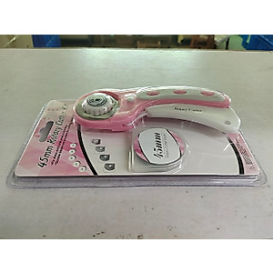 45mm Rotary Cutter with 5pcs Extra Blades, Ergonomic Handle Rolling Cutter with Safety Lock for Fabric, Leather, Crafting, Sewing, Quilting, Fabric Rotary Cutter Perfect for Left & Right Hand(Pink)