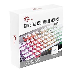 G.SKILL Crystal Crown Keycaps - Keycap Set with Transparent Layer for Mechanical Keyboards, Full 104 Key, Standard ANSI 104 English (US) Layout - White